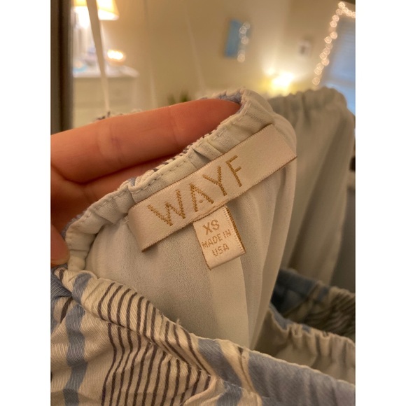 Wayf | Dresses | Wayf Blue Striped Offtheshoulder Dress | Poshmark